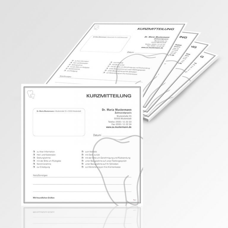 Kurzmitteilungsformulare 16 für den Zahnarzt - DocCards® more than print