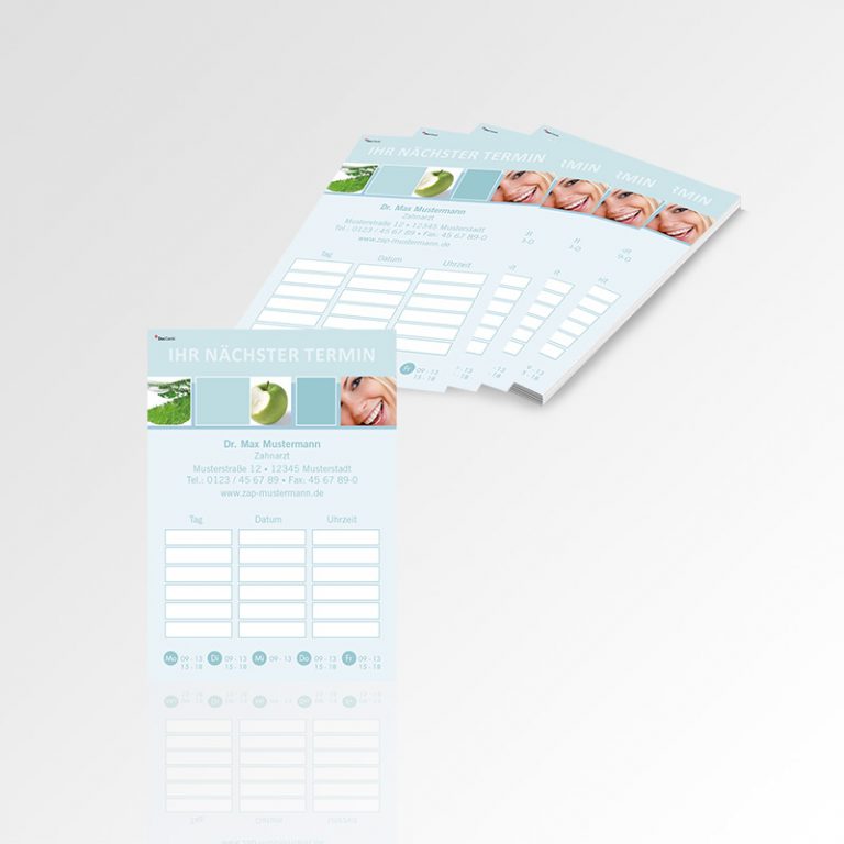 Terminzettel 1601_2 für den Zahnarzt - DocCards® more than print
